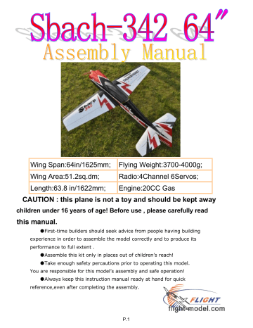 Flight Model SBACH-342 Assembly Manual | Manualzz