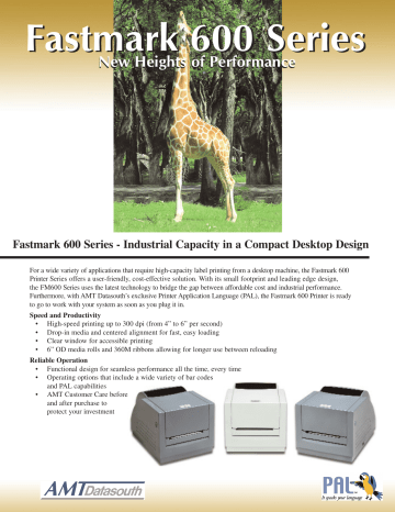 AMT Datasouth Fastmark 600 Series Specifications | Manualzz