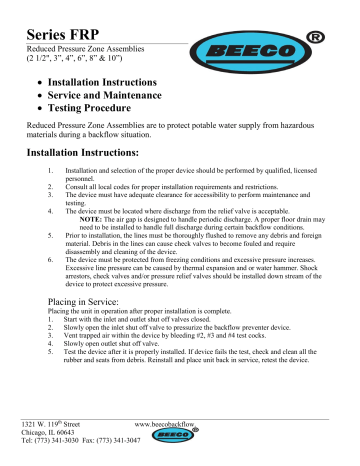 Beeco FRP Series Installation Instructions | Manualzz