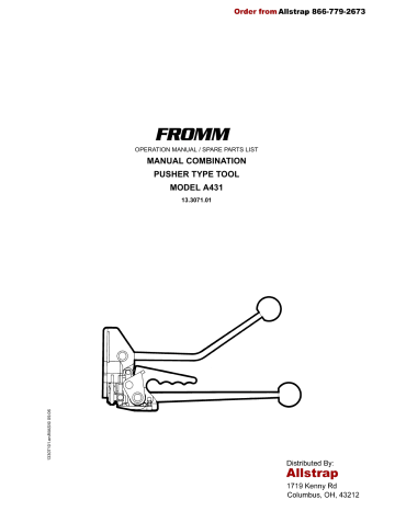 Fromm A431 Operation Manual & Spare Parts List | Manualzz
