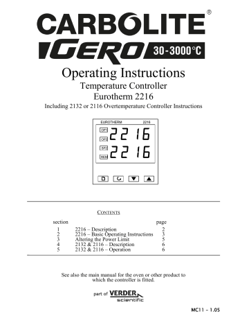 Carbolite Gero Eurotherm 2132 Operating Instructions Manual | Manualzz