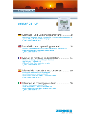 Zenner zelsius C5 - IUF Montage- Und Bedienungsanleitung | Manualzz