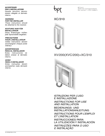 Bpt XV/200 Installationsanleitung | Manualzz
