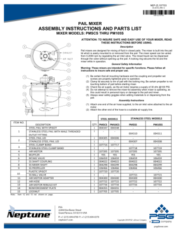 Neptune PM5CS-PM10SS Instructions and Parts List | Manualzz