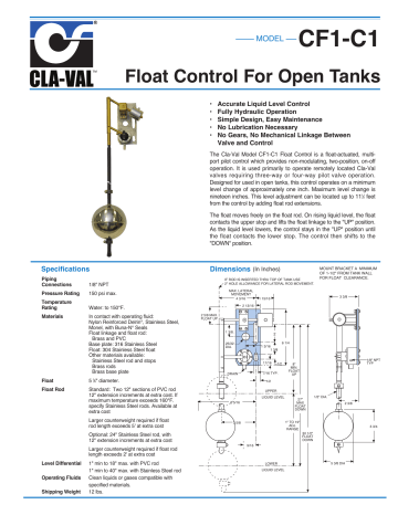 Cla-Val CF1-C1 Float Control Data Sheet | Manualzz