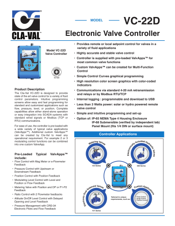 Cla-Val 133-AW Multi-Function Electronic Interface Valve Data Sheet | Manualzz
