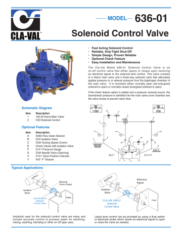 Cla-Val 636-01 Solenoid Control Valve Data Sheet | Manualzz