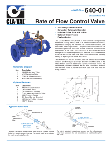 Cla-Val 640-01 Rate of Flow Control Valve Data Sheet | Manualzz
