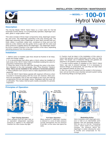 Cla-Val 100-01 Hytrol Valve Quick Manual | Manualzz