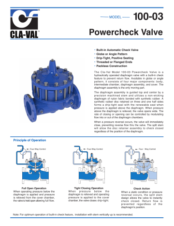 Cla-Val 100-03 Powercheck Valve Data Sheet | Manualzz