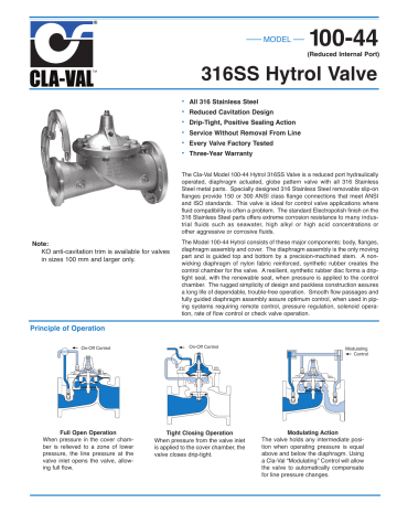Cla-Val 100-44 Hytrol 316 Stainless Steel Reduced Internal Port Valve ...
