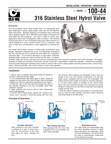 Cla-Val 100-44 Hytrol 316 Stainless Steel Reduced Internal Port Valve ...