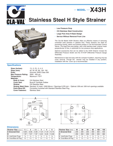 Cla-Val X43H Strainer Data Sheet | Manualzz