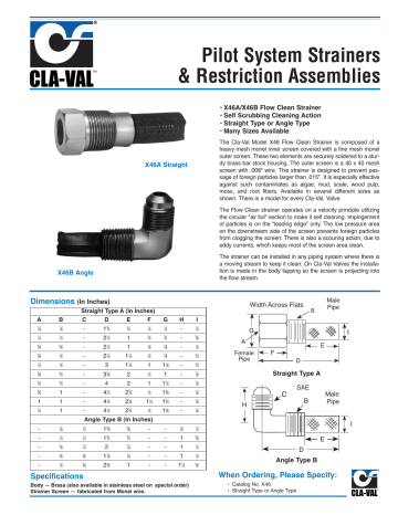 Cla-Val X46A Flow Clean Strainer Data Sheet | Manualzz