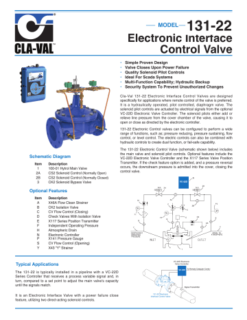 CLA-VAL 131-22 Electronic Interface Control Valve Datasheet | Manualzz