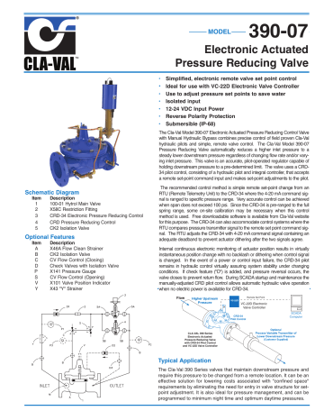 Cla-Val 390-07 Electronic Pressure Reducing Valve Data Sheet | Manualzz