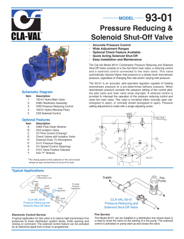 CLA-VAL 93-01 Pressure Reducing and Solenoid Shut-Off Valve Datasheet ...