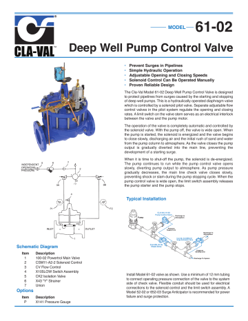 Cla-Val 61-02 Deep Well Pump Control Valve Data Sheet | Manualzz