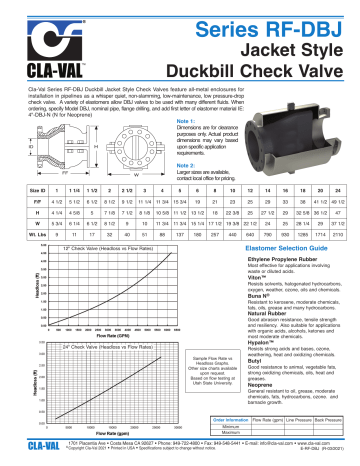 Cla-Val RF-DBJ Jacket Duckbill Check Valve Data Sheet | Manualzz