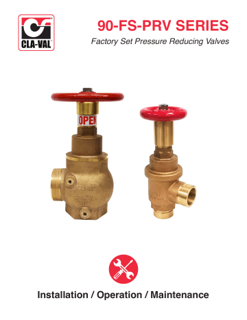 Cla-Val 90-FS-PRV-15 Factory Set Pressure Reducing Valve Operation and ...