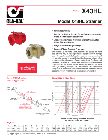 Cla-Val X43HL H-Strainer Data Sheet | Manualzz