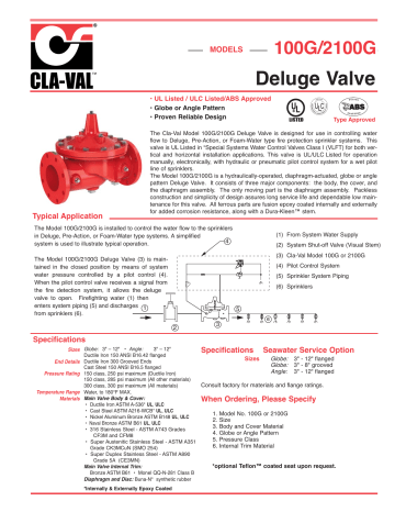 Cla-Val 2100G Deluge Valve Data Sheet | Manualzz