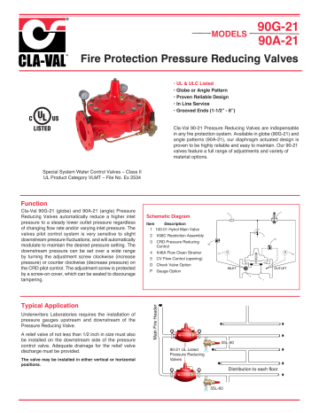 Cla-Val 90-21 Pressure Reducing Valve Data Sheet | Manualzz