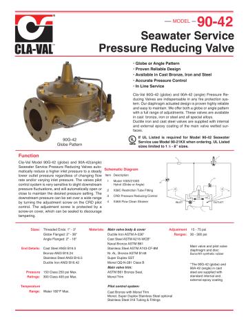 CLA-VAL 90-42 Pressure Reducing Valve Datasheet | Manualzz