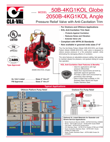 Cla-Val 50B-4KG1KOL Relief Valve Data Sheet | Manualzz