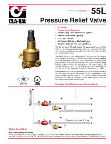 Cla-Val 55L Pressure Relief Valve Data Sheet | Manualzz