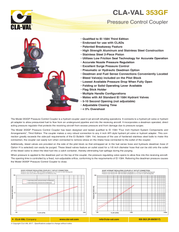 Cla-Val 353GF Pressure Control Coupler Data Sheet | Manualzz