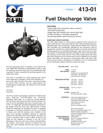Cla-Val 413 Series High Liquid Level Shut-Off Valve Data Sheet | Manualzz