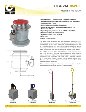 Cla-Val 352GF Hydrant Pit Valve Data Sheet | Manualzz