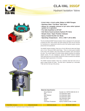 Cla-Val 355GF Hydrant Isolation Valve Data Sheet | Manualzz
