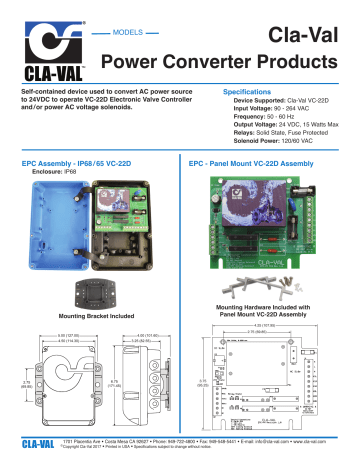 Cla-Val Power Converter for Valve Controller Data Sheet | Manualzz