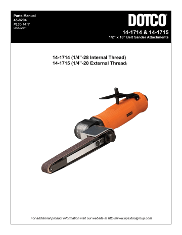 Dotco 14-1715 Belt Sander Attachment Owner's Manual | Manualzz