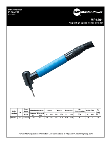 Master Power MP4201 Angle Pencil Grinder Owner's Manual | Manualzz
