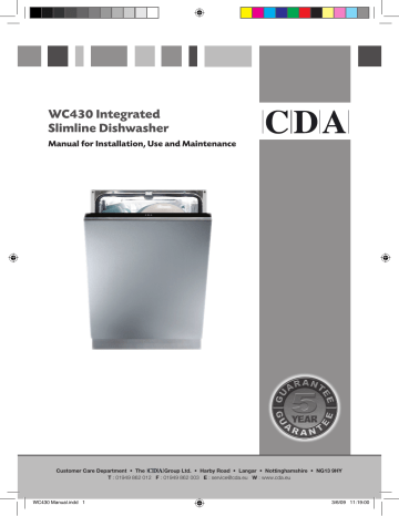 CDA WC430 Integrated dishwasher User Manual | Manualzz