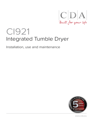 CDA CI921 Integrated dryer User Manual | Manualzz
