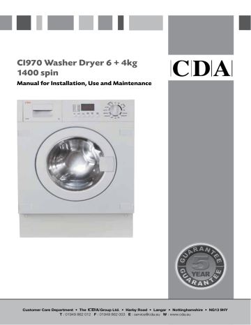 CDA CI970 Integrated washer dryer User Manual | Manualzz