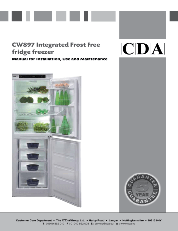 CDA CW897 Integrated fridge freezer User Manual | Manualzz