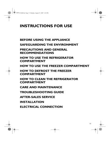 CDA CW898 Integrated fridge freezer User Manual | Manualzz