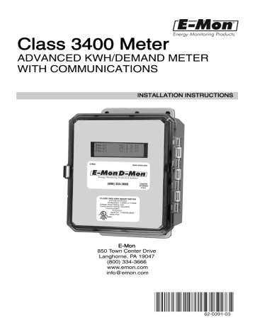 E-Mon Class 3400 Meter Operating instructions | Manualzz