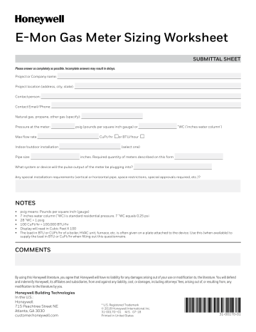 E-Mon Gas Meter Specifications | Manualzz