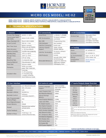 Horner APG HE-X2R Datasheet | Manualzz
