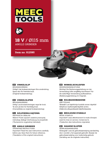 Meec Tools 012585 Szlifierka kątowa User Guide | Manualzz