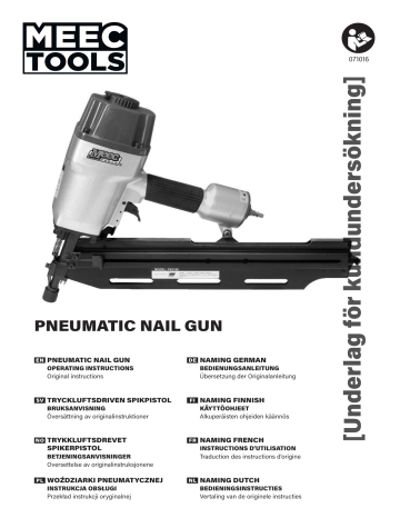 Meec tools 071016 Tryckluftsdriven spikpistol Bruksanvisning | Manualzz