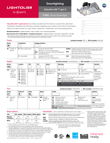 Lightolier Calculite LED 7" round gen 3 Specifications | Manualzz