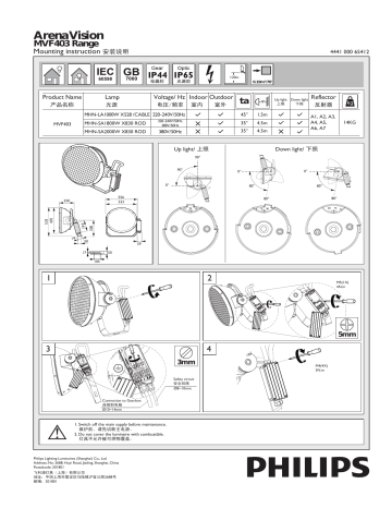 Philips MVF403 C 1xMHN-SA2000W 380-415V A7 取扱説明書 | Manualzz