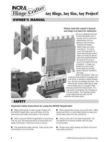 Incra HingeCrafter Owner Manual | Manualzz